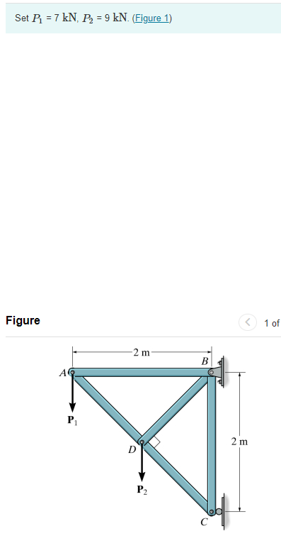 Solved Set P1=7kN,P2=9kN. (Figure 1) Figure | Chegg.com Solved Set P1=7kN,P2=9kN. (Figure 1) Figure | Chegg.com