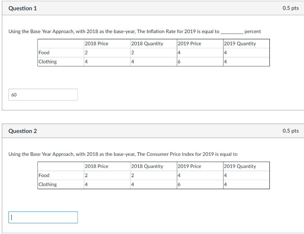 Solved Question 1 0.5 pts Using the Base Year Approach, with | Chegg.com