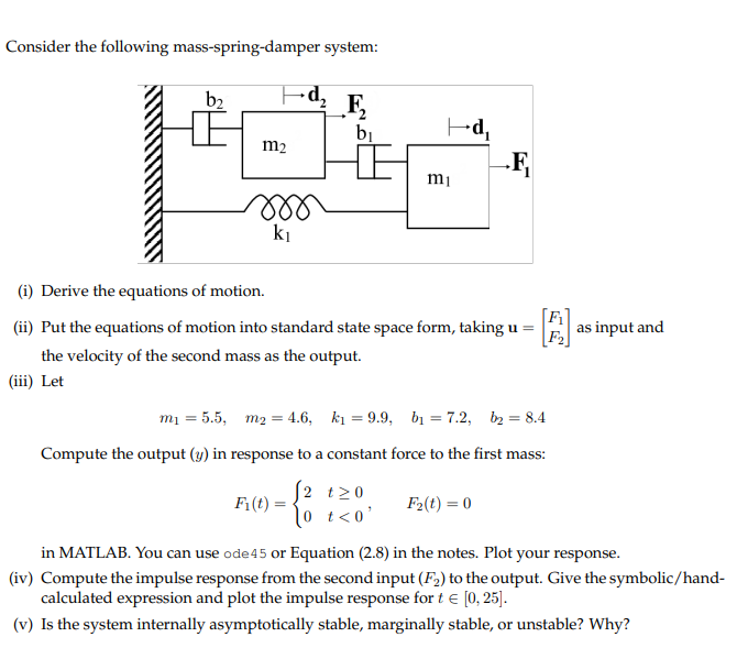 Consider the following mass-spring-damper system: b2 | Chegg.com