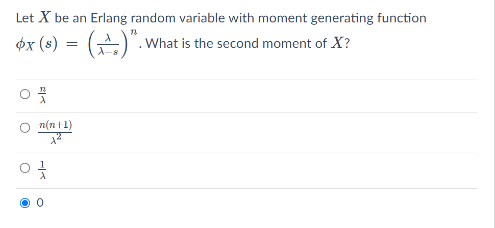 Solved Let XX be an Erlang random variable with | Chegg.com
