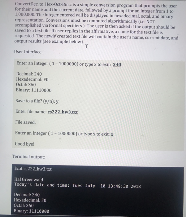 Solved ConvertDec_to_Hex-Oct-Bin.c is a simple conversion | Chegg.com