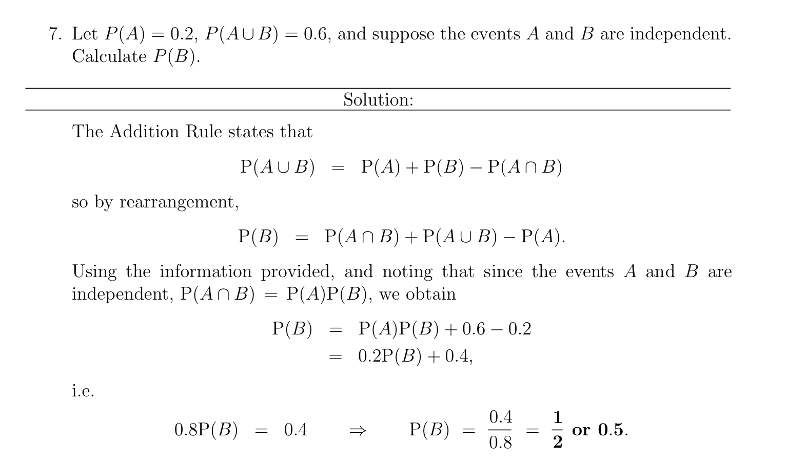 Solved Let P(A)=0.2, P(A∪B)=0.6, ﻿and suppose the events A | Chegg.com