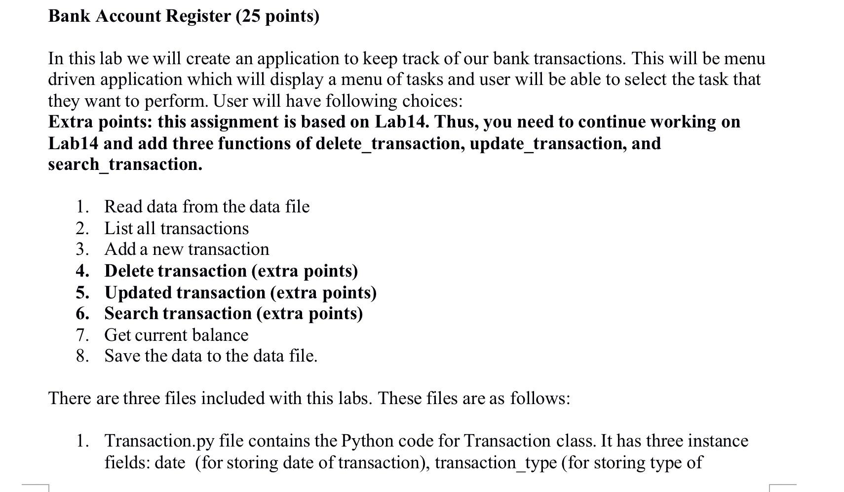 Solved Bank Account Register (25 points) In this lab we will | Chegg.com