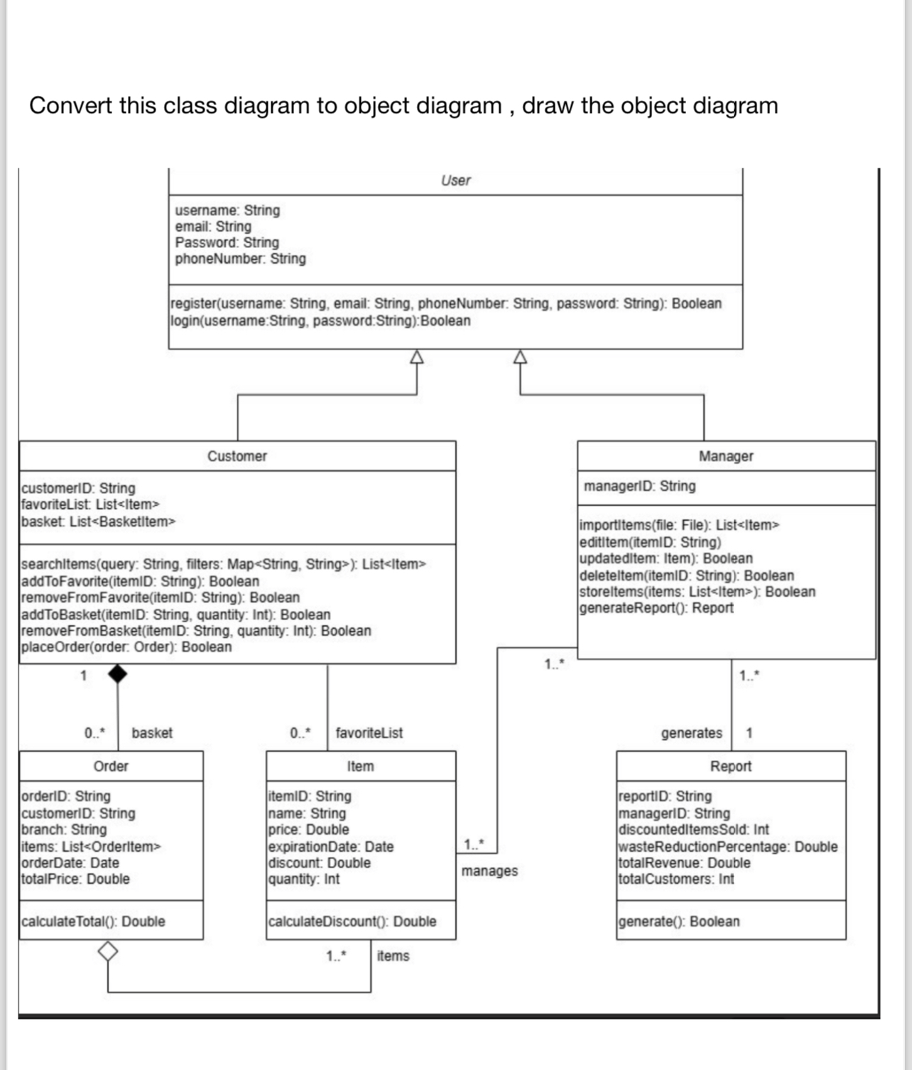 Solved Convert this class diagram to object diagram, draw | Chegg.com