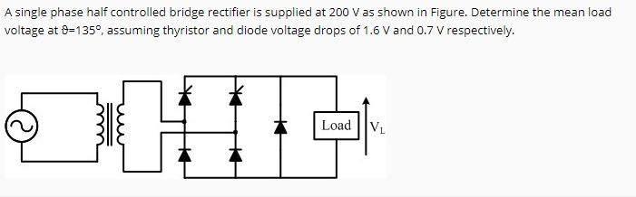 Solved A single phase half controlled bridge rectifier is | Chegg.com