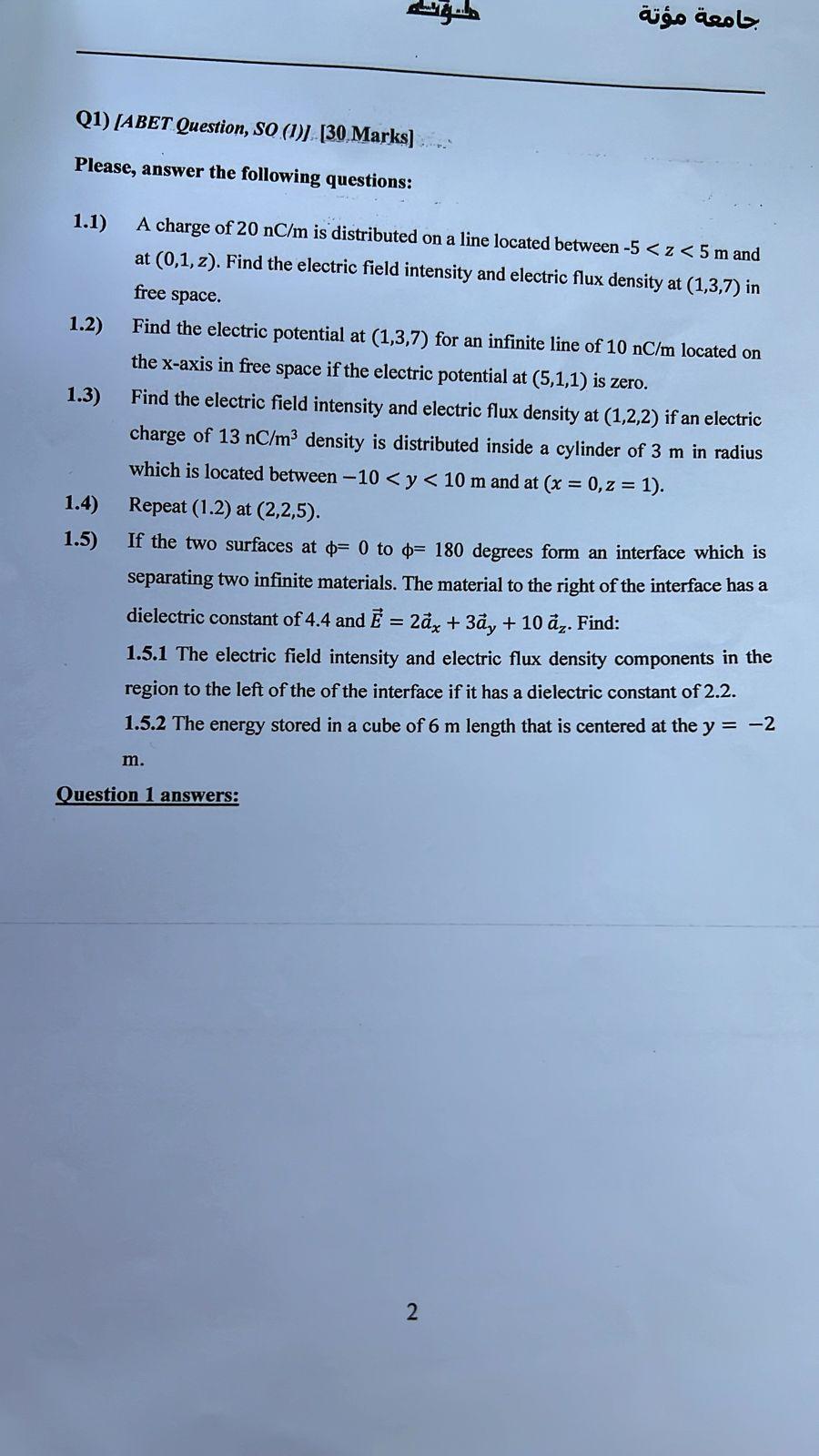 Solved Q1) [ABET Question, SO (1)] [30 Marks] Please, answer | Chegg.com