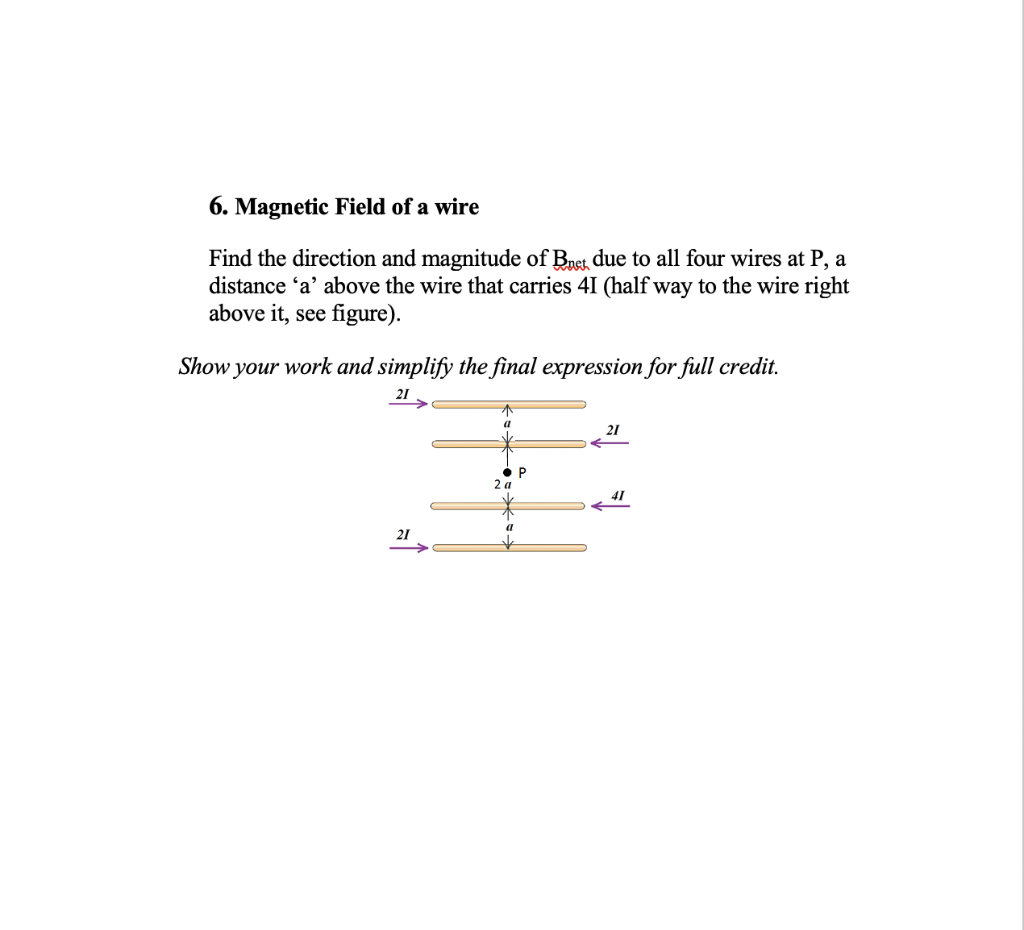 Solved 6. Magnetic Field of a wire Find the direction and | Chegg.com