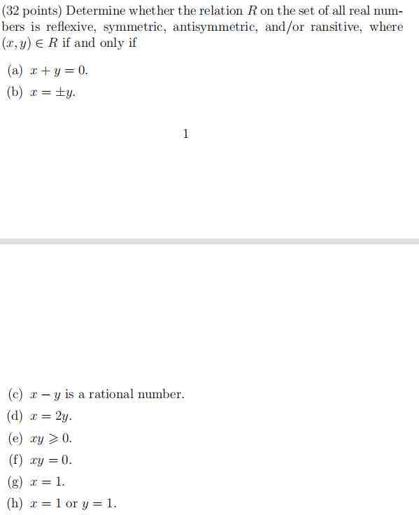 (32 points) Determine whether the relation R on the | Chegg.com