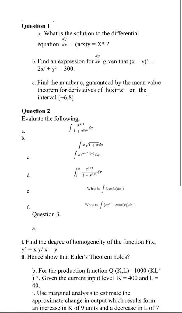 Solved ii. Hence show that Euler's Theorem holds? b. For the | Chegg.com