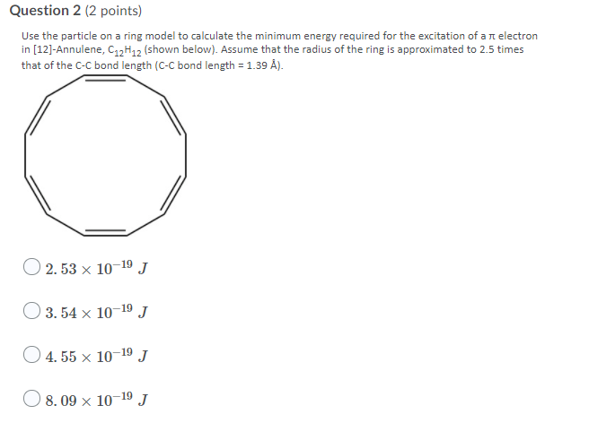 Solved Question 2 (2 points) Use the particle on a ring | Chegg.com