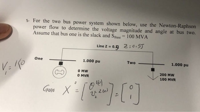 Solved 5 For The Two Bus Power System Shown Below Use The 