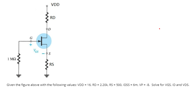Solved VDD RD OD + 0 Vos - OS 1 ΜΩ RS Given the figure above | Chegg.com Solved VDD RD OD + 0 Vos - OS 1 ΜΩ RS Given the figure above | Chegg.com