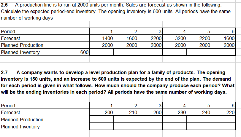 Solved 2.6 A production line is to run at 2000 units per | Chegg.com