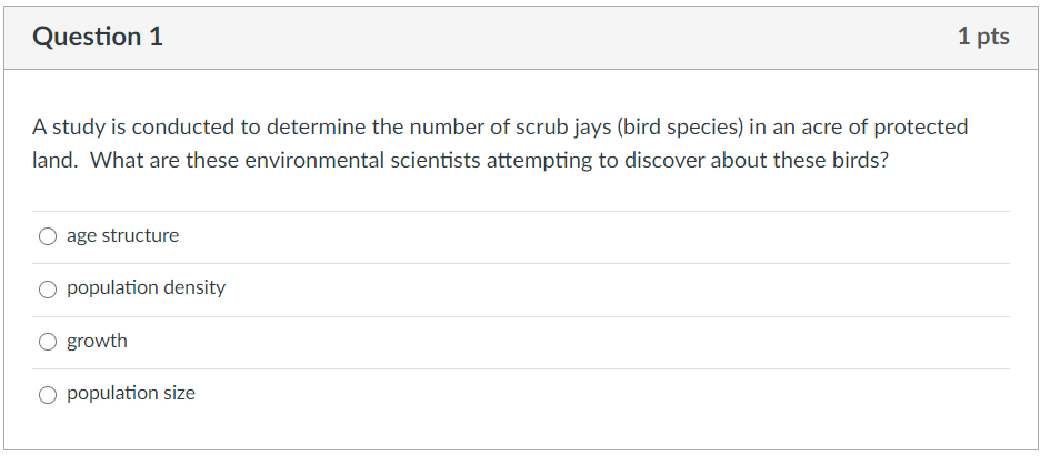 Solved Question 1 1 pts A study is conducted to determine | Chegg.com