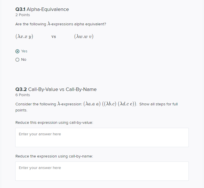 Solved Q3.1 Alpha-Equivalence 2 Points Are the following | Chegg.com
