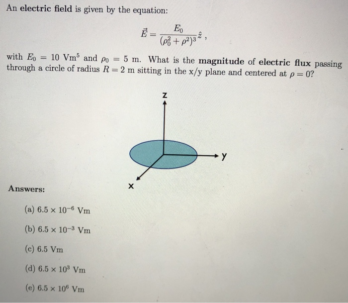 Solved An electric field is given by the equation: with Eo = | Chegg.com