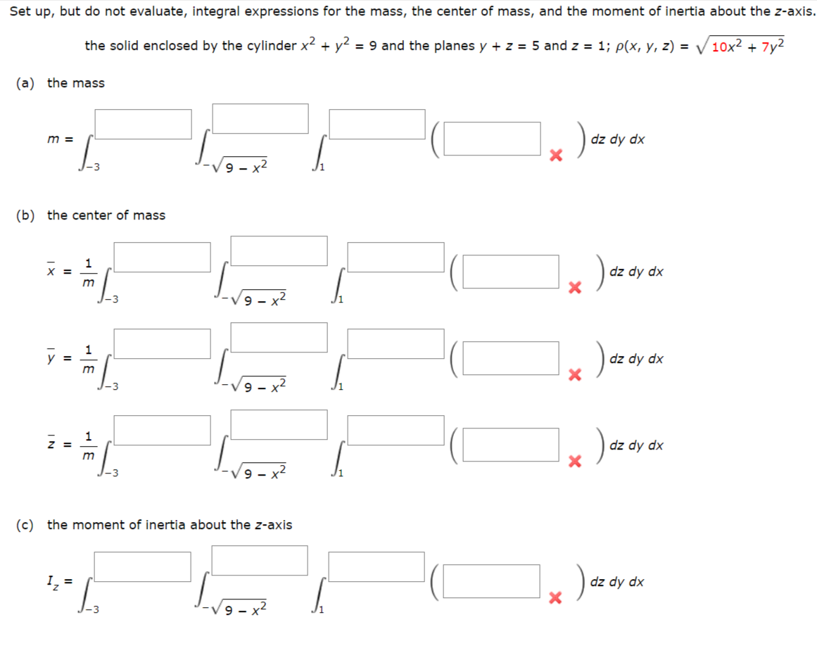 Solved Set up, but do not evaluate, integral expressions for | Chegg.com