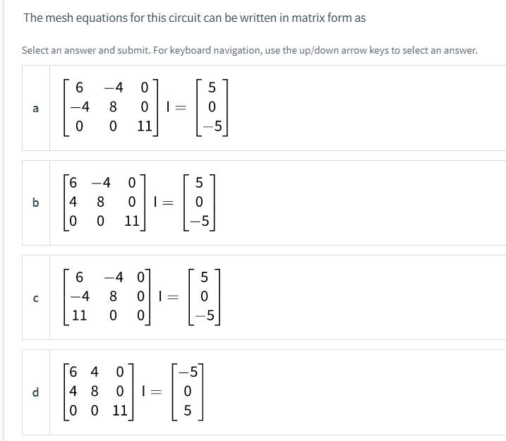 Solved The mesh equations for this circuit can be written in | Chegg.com