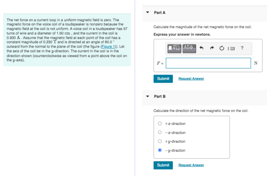 Solved 1 of 1The net force on a current loop in a uniform | Chegg.com