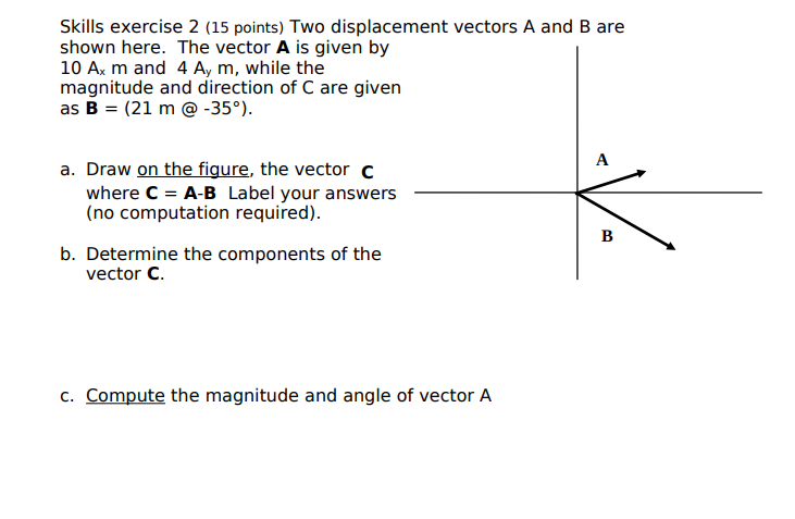 Two displacement vectors A and B are shown here. The | Chegg.com