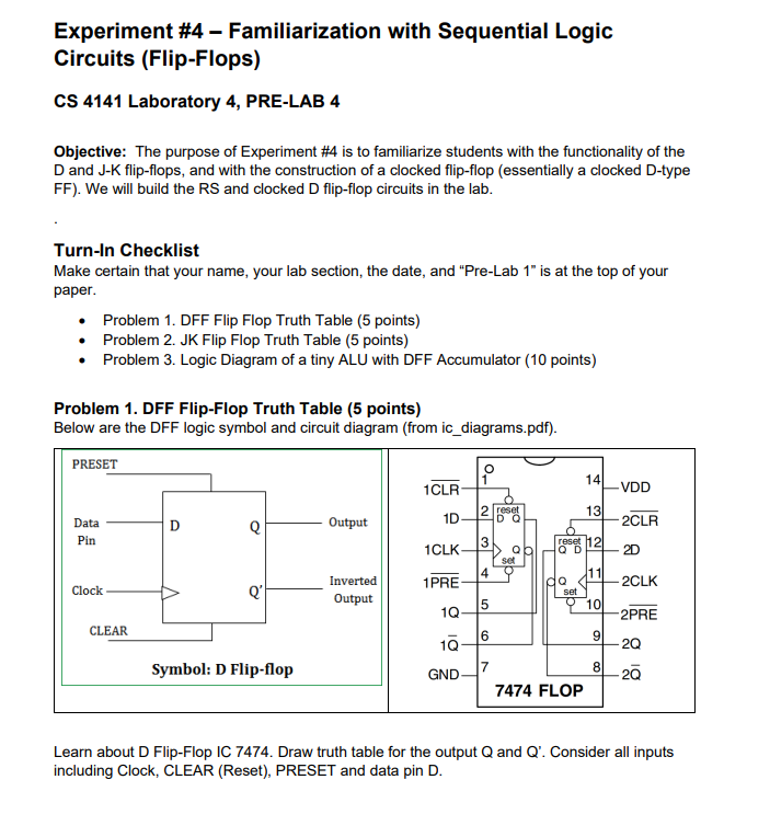 Solved Experiment \#4 - Familiarization with Sequential | Chegg.com
