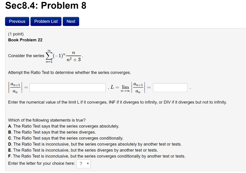 Solved Sec8.4: Problem 8 Problem List Previous Next (1 | Chegg.com