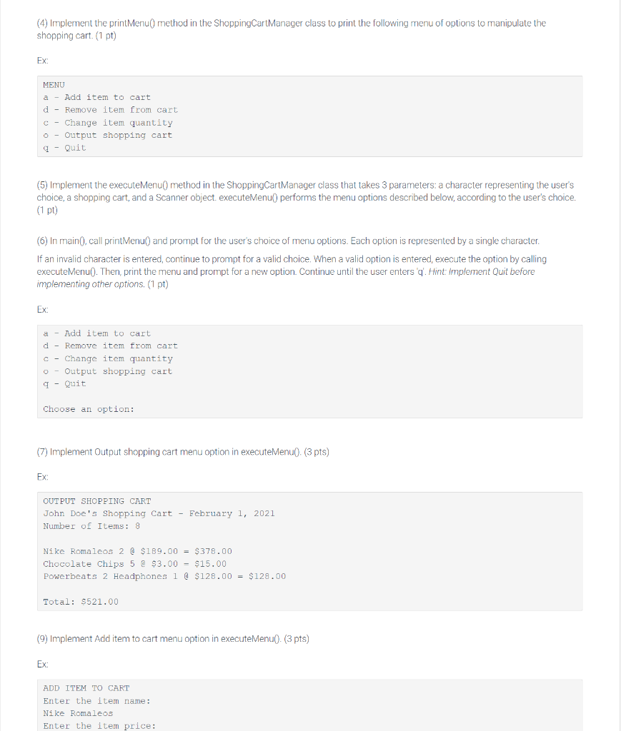Solved 28.15 Create Online shopping cart (Part 2) PLEASE | Chegg.com