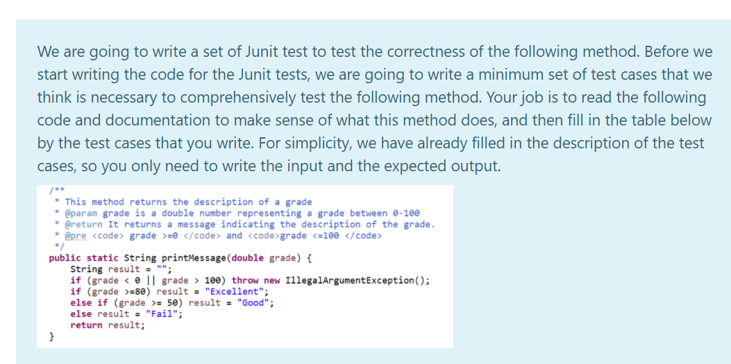 Solved We are going to write a set of Junit test to test the | Chegg.com