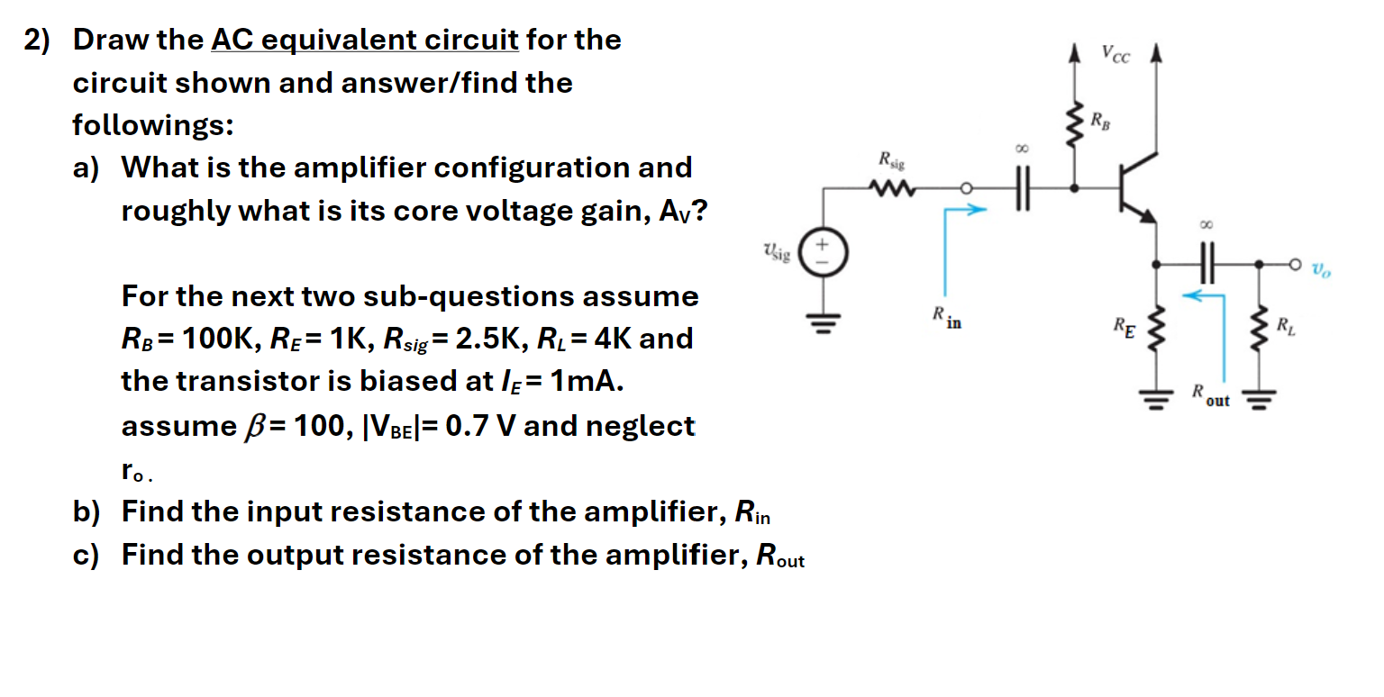 Solved Draw the AC equivalent circuit for the circuit shown | Chegg.com