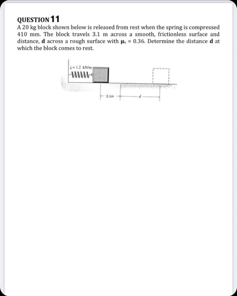 Solved A 20 kg block shown below is released from rest when | Chegg.com