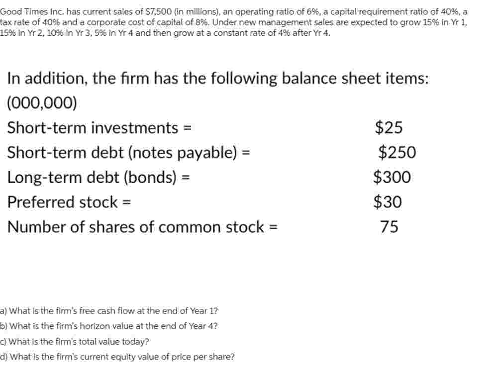Solved In financial managment solve these all using eXcel | Chegg.com