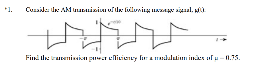 Solved *1. Consider the AM transmission of the following | Chegg.com