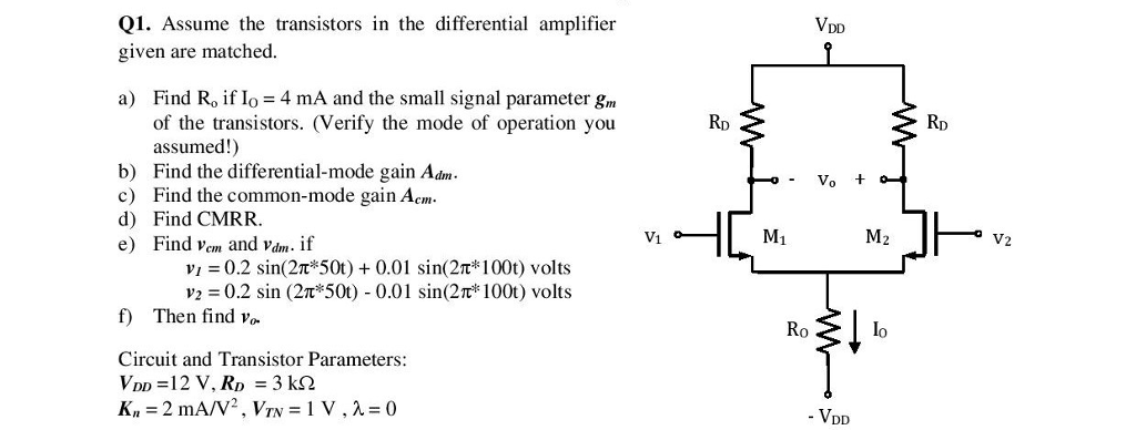 Solved Q1. Assume the transistors in the differential | Chegg.com