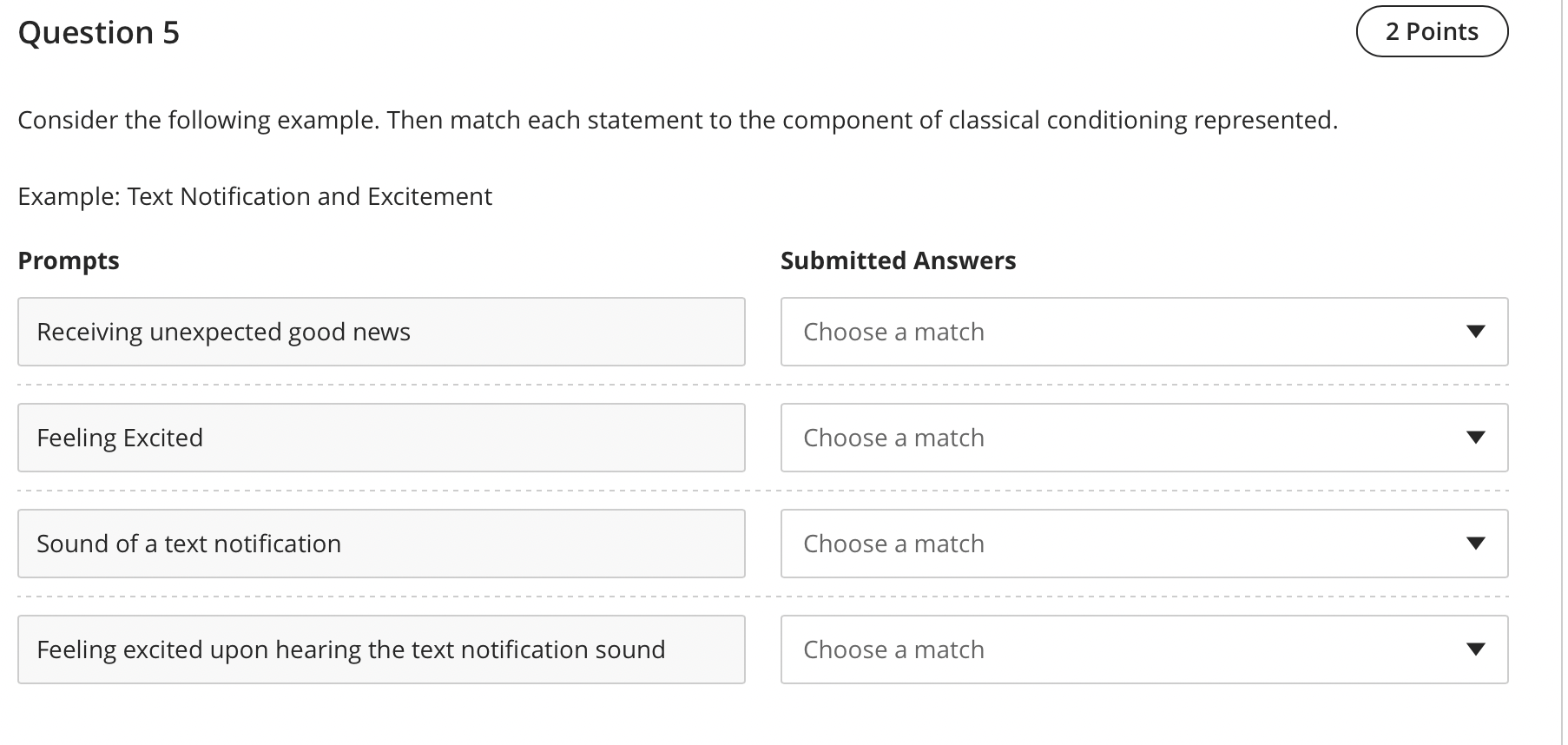 Solved Consider the following example. Then match each | Chegg.com