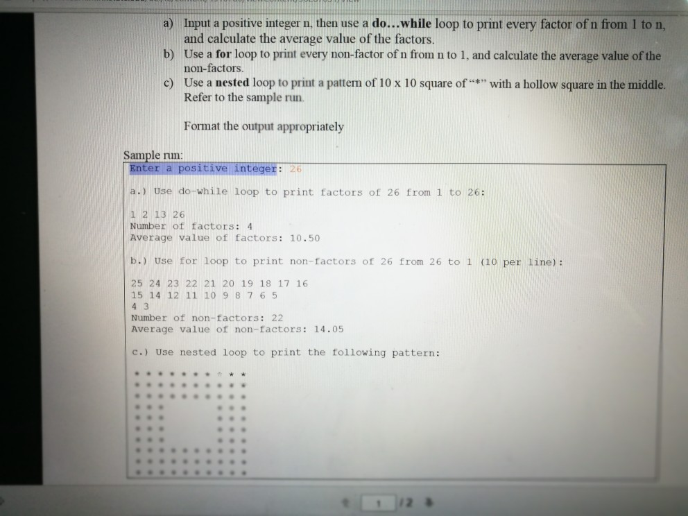Solved a) b) c) Input a positive integer n, then use a | Chegg.com