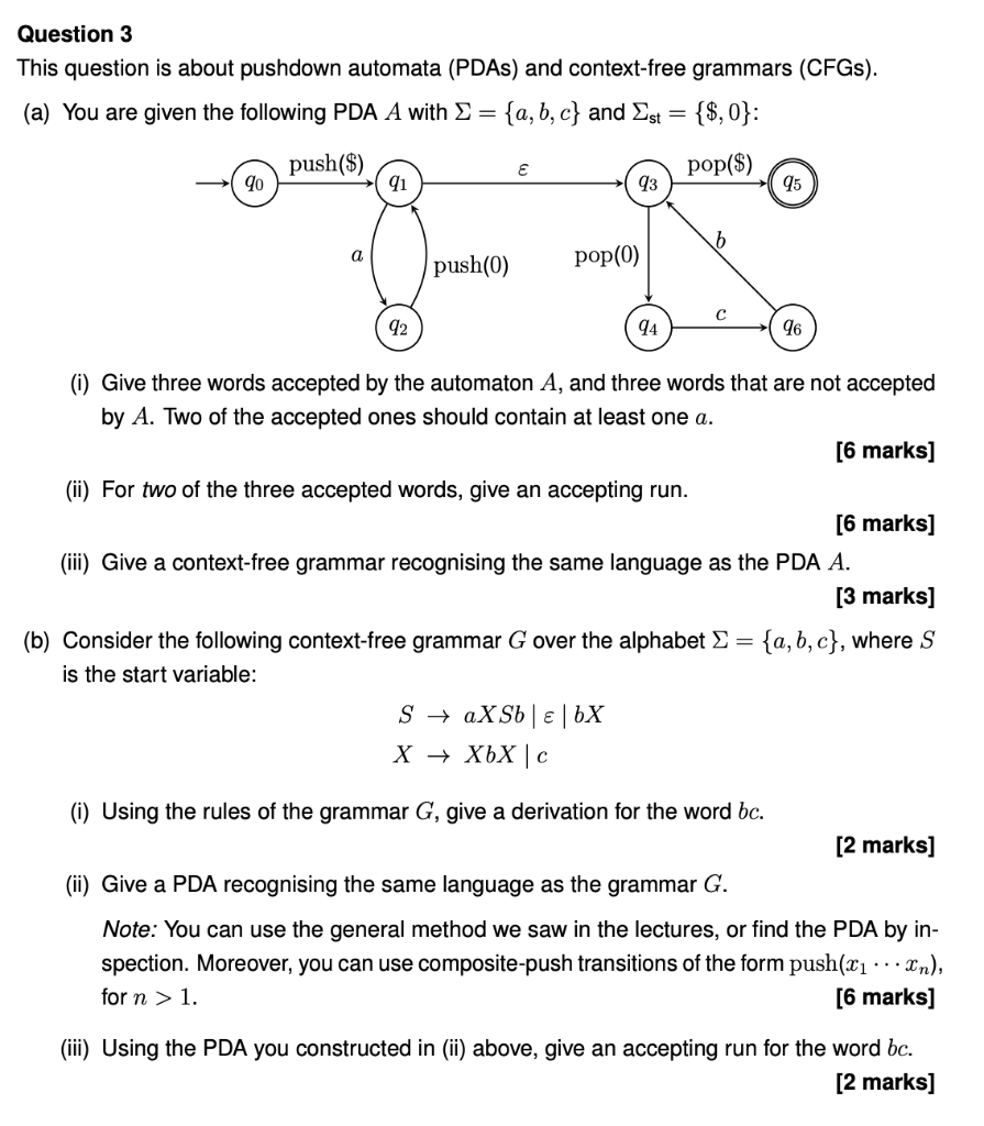Solved Question 3 This question is about pushdown automata | Chegg.com