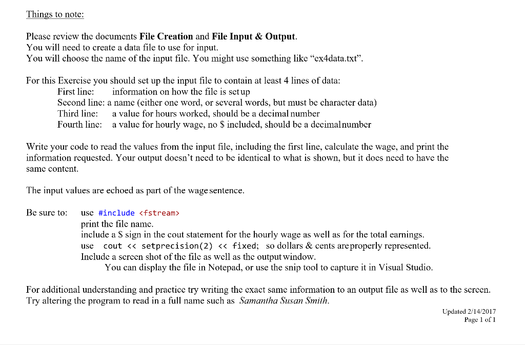 Solved EGR 126 Exercise 4 - File Input The objective of this | Chegg.com