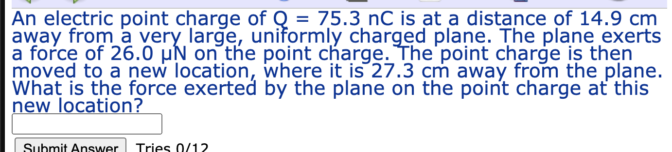 Solved An electric point charge of Q = 75.3 nC is at a | Chegg.com