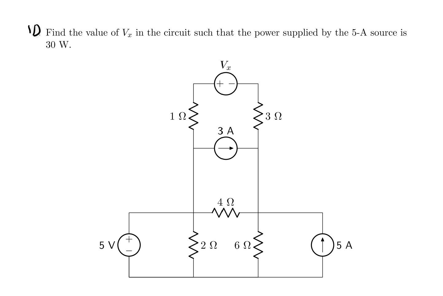 Solved Find the value of Vx in the circuit such that the | Chegg.com