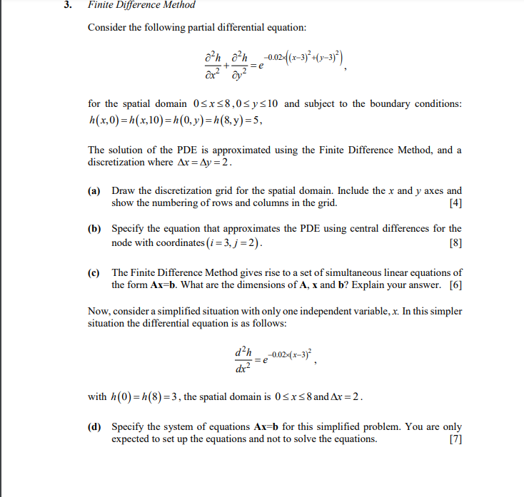Solved 3 Finite Difference Method Consider The Following 4359