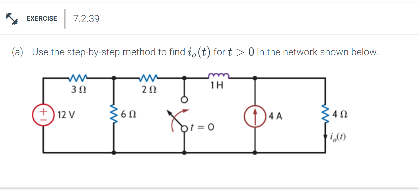 Solved a) Use the step-by-step method to find io(t) for t>0 | Chegg.com