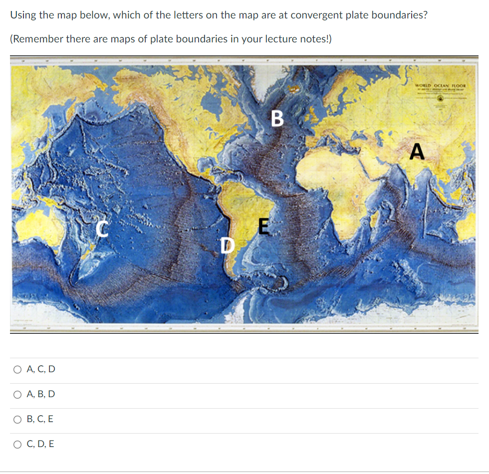 Solved Using the map below, which of the letters on the map | Chegg.com