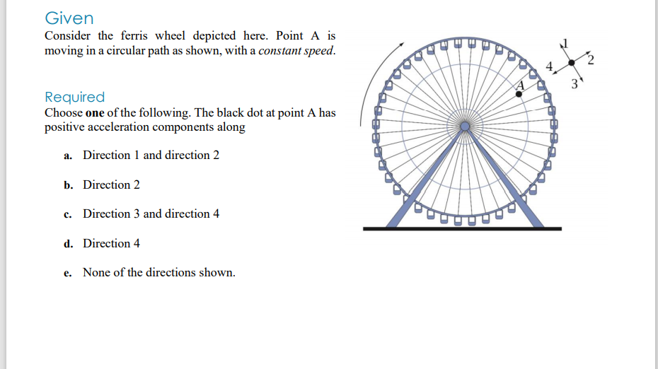Solved Given Consider the ferris wheel depicted here. Point | Chegg.com