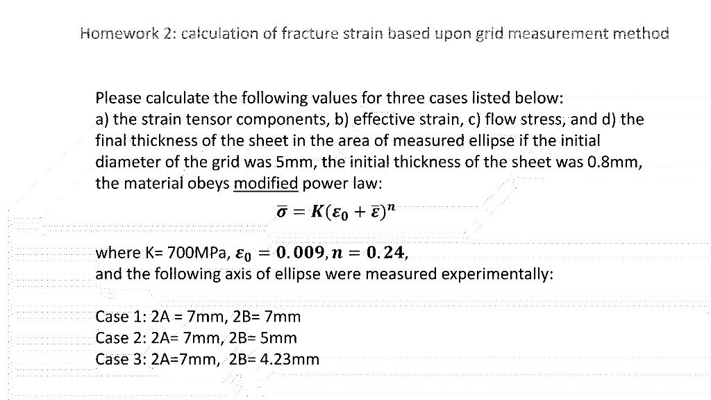 Homework 2: calculation of fracture strain based upon | Chegg.com