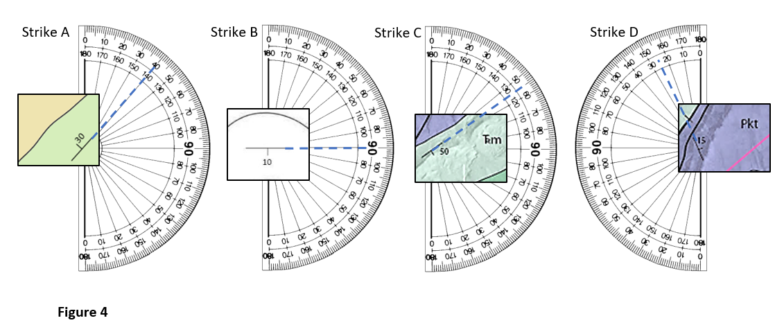 Solved Figure 4 (below) shows dip and strike symbols as they | Chegg.com