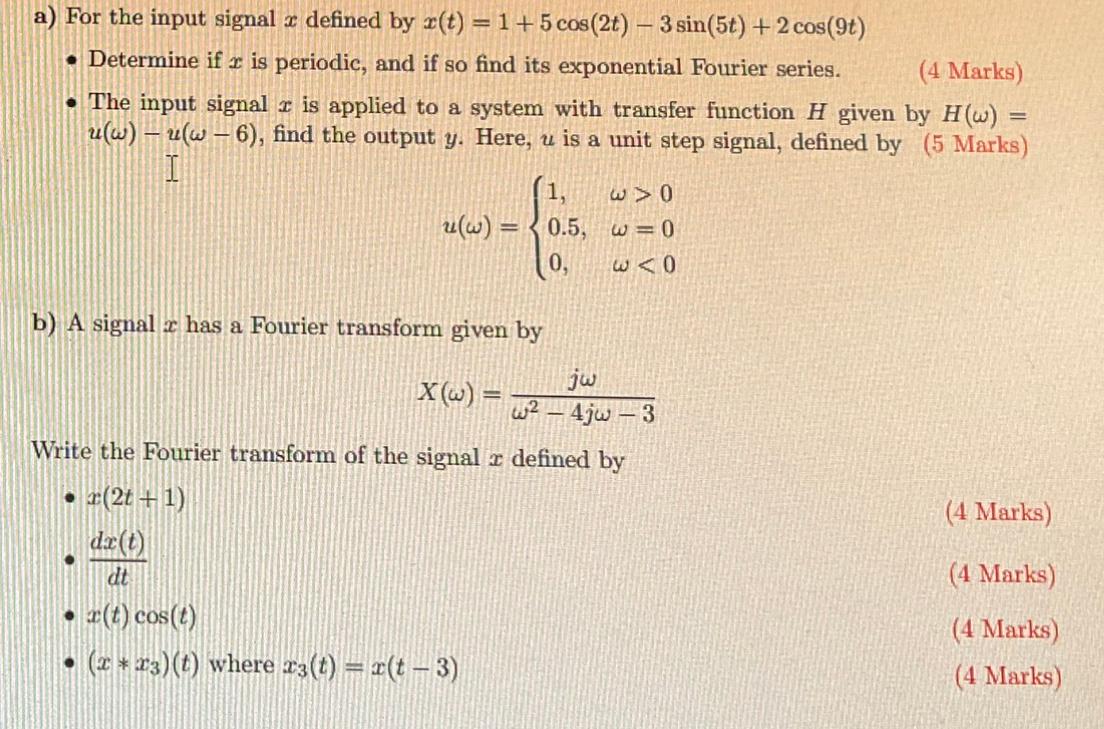 a) For the input signal x defined by | Chegg.com