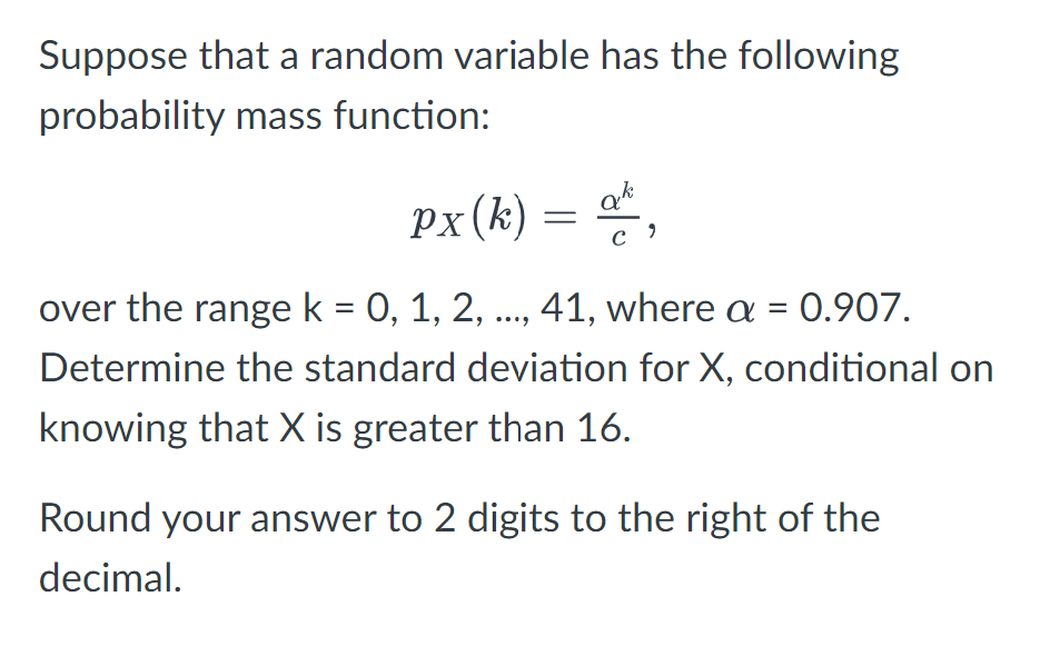 Solved Suppose that a random variable has the following | Chegg.com