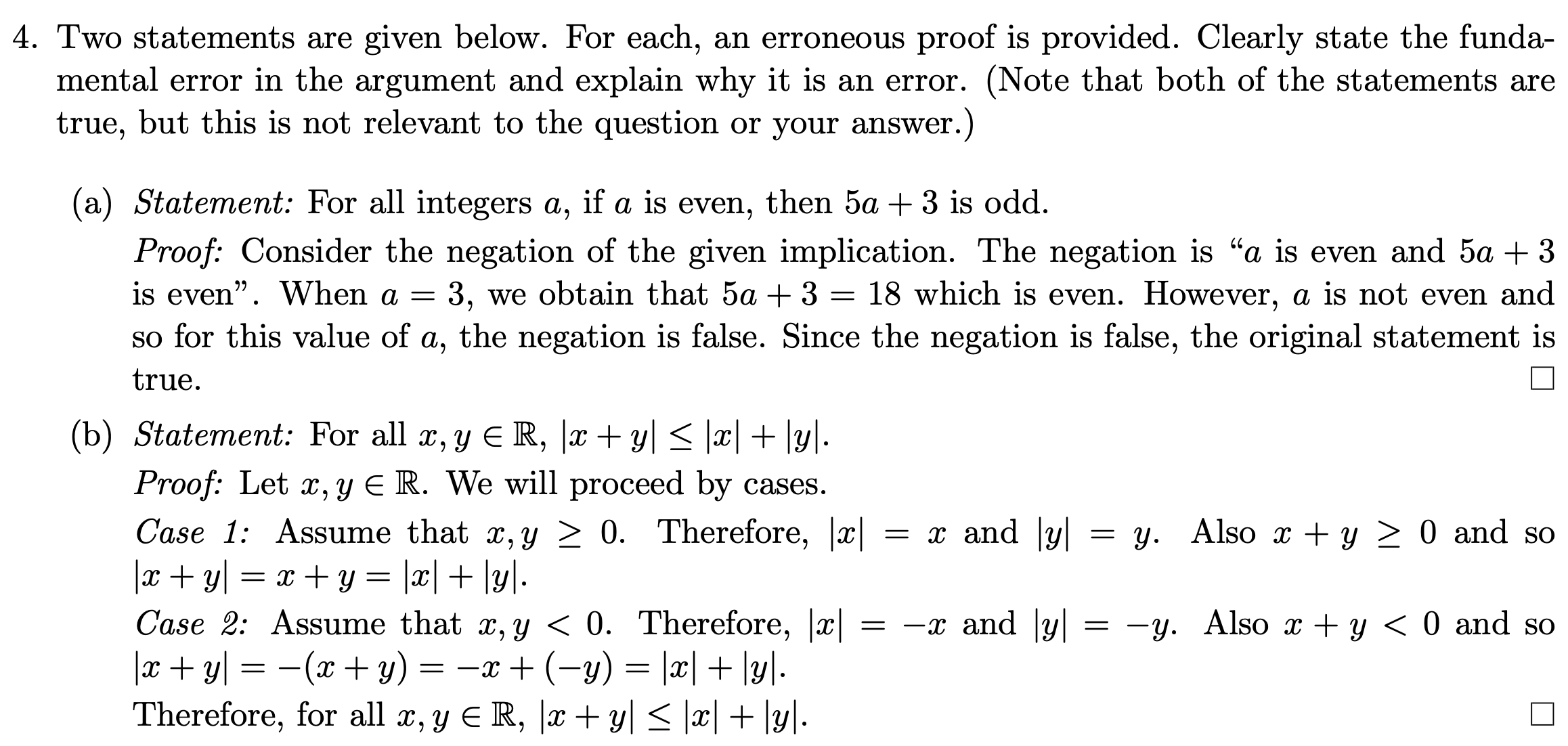 Solved Two statements are given below. For each, an | Chegg.com