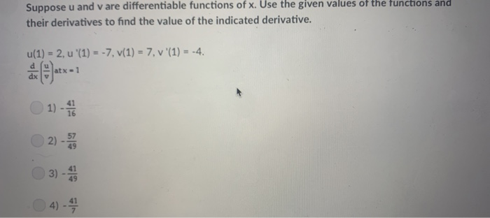 Solved Suppose u and v are differentiable functions of x. | Chegg.com