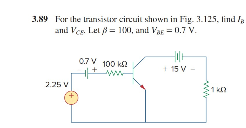 Solved 3.89 For the transistor circuit shown in Fig. 3.125, | Chegg.com